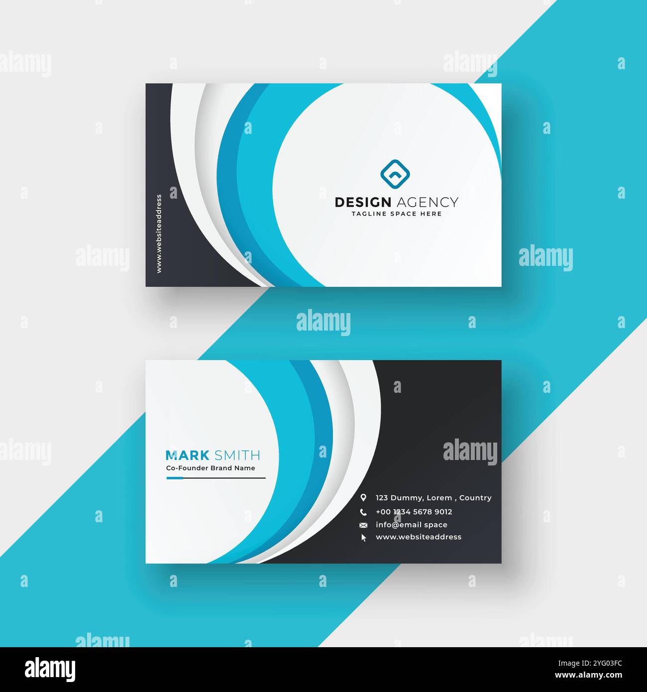 stylish blue wavy modern business card design Stock Vector Image & Art ...