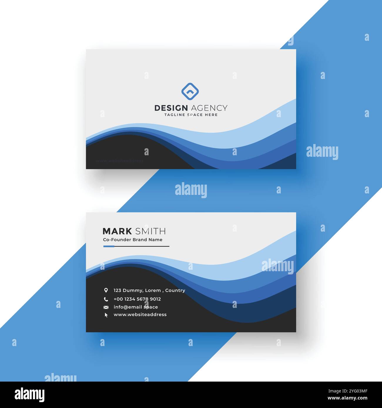 creative blue wavy business card design Stock Vector Image & Art - Alamy