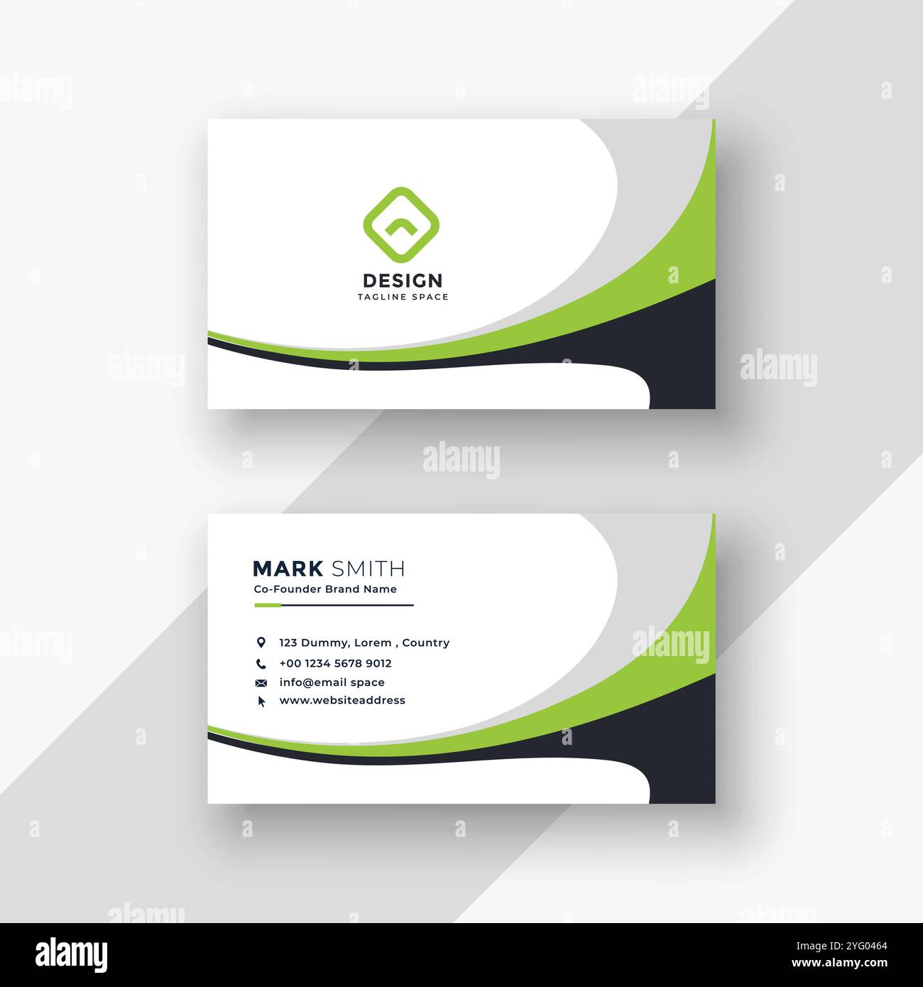 green wavy professional business card design Stock Vector Image & Art ...