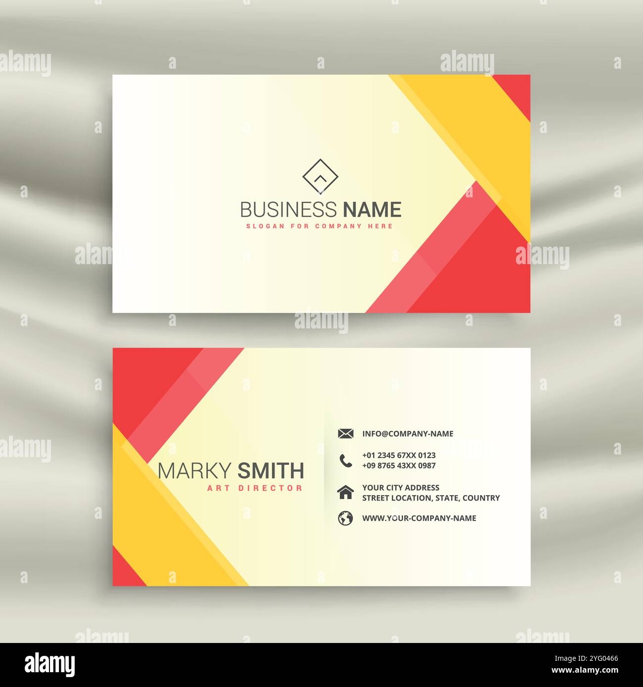 abstract red yellow geometric business card design Stock Vector Image ...