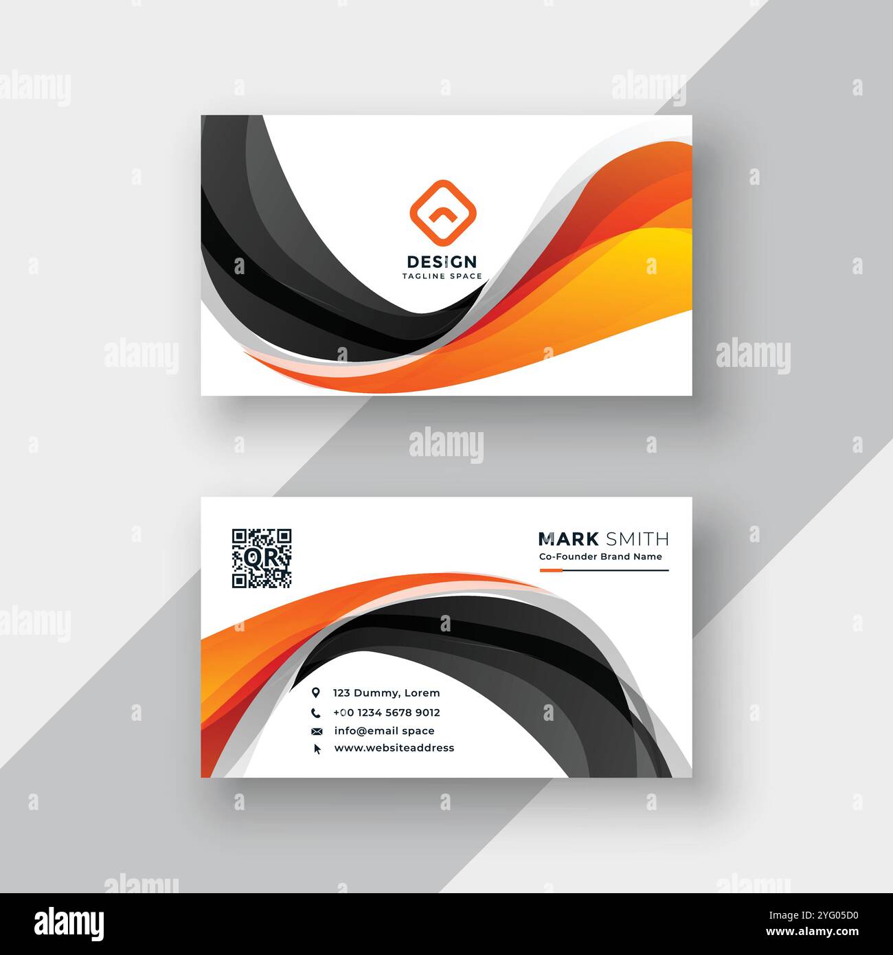 abstract orange and black wave business card template Stock Vector ...