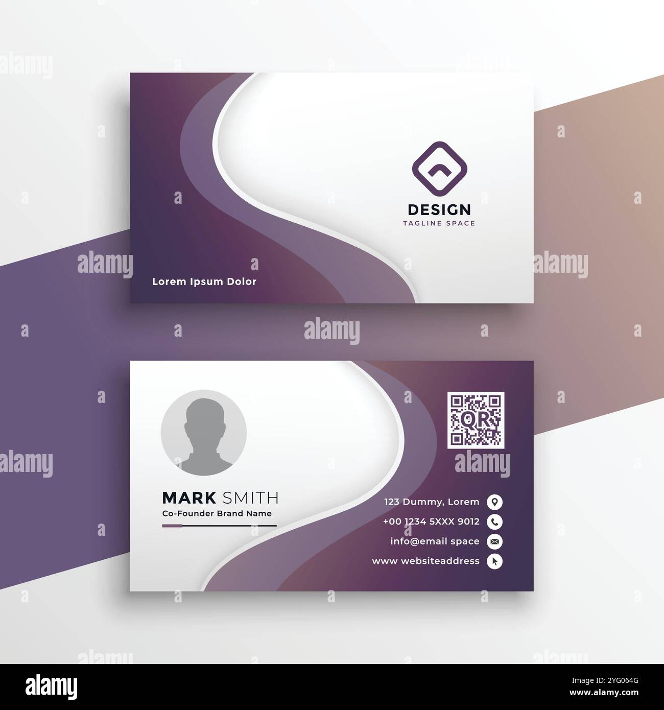 purple wavy business card design template Stock Vector Image & Art - Alamy