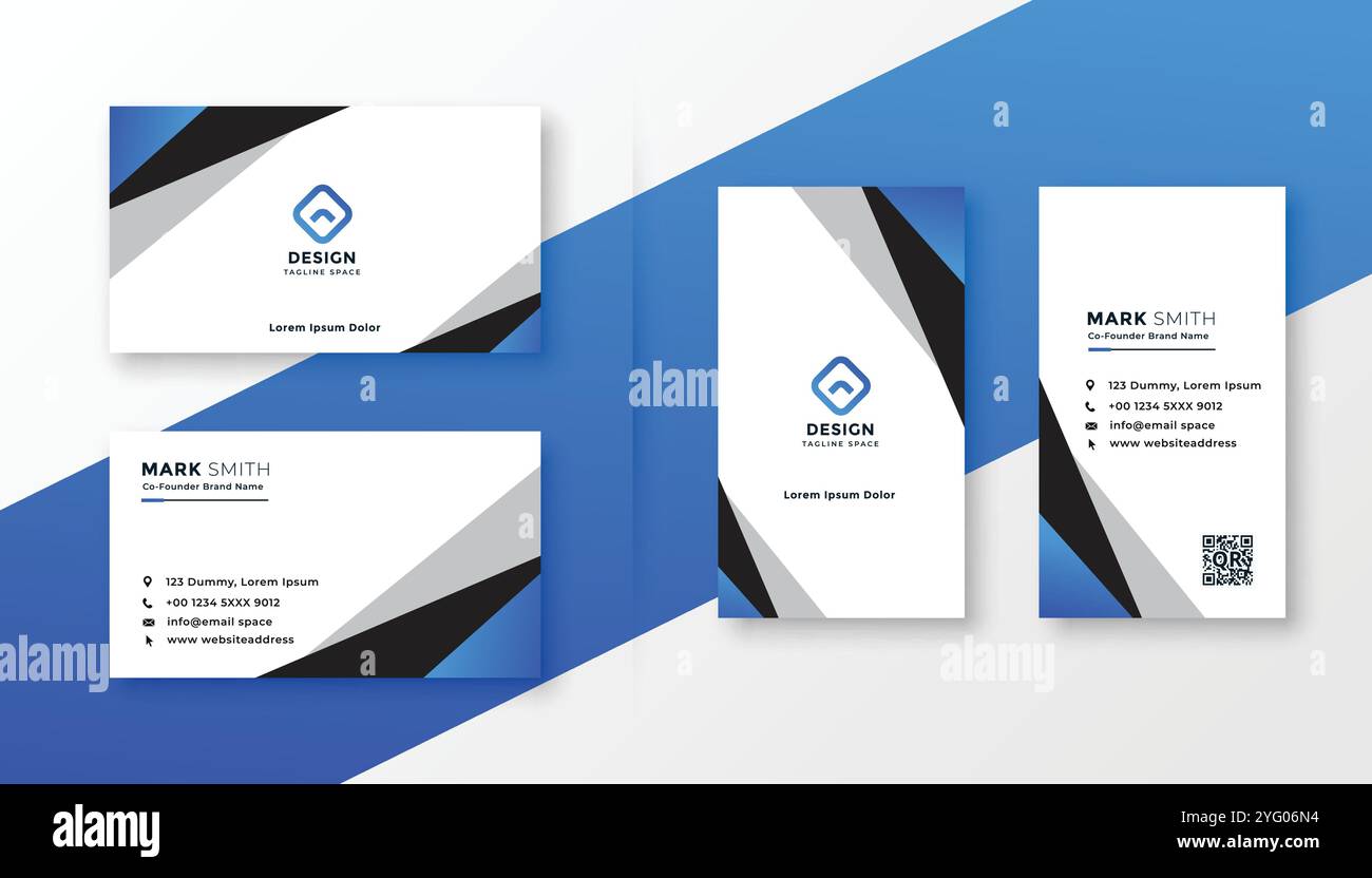 blue geometric professional business card design Stock Vector Image ...