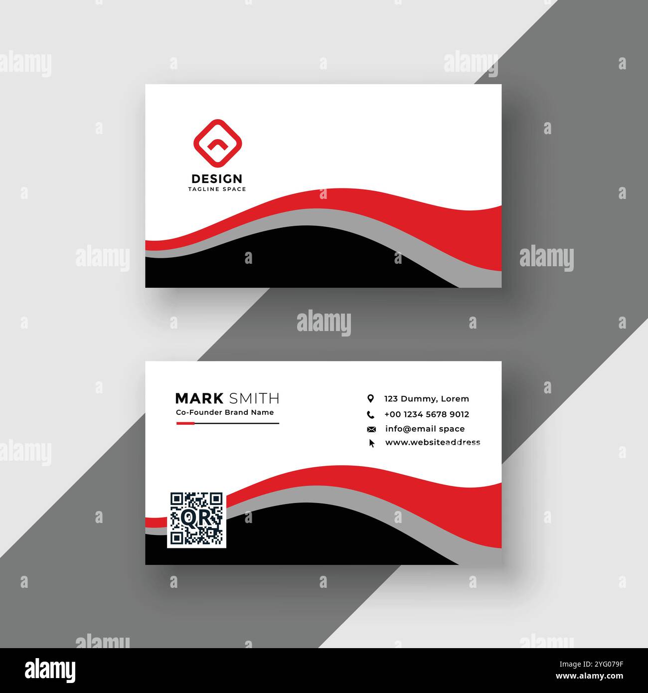 abstract red wavy business card design Stock Vector Image & Art - Alamy