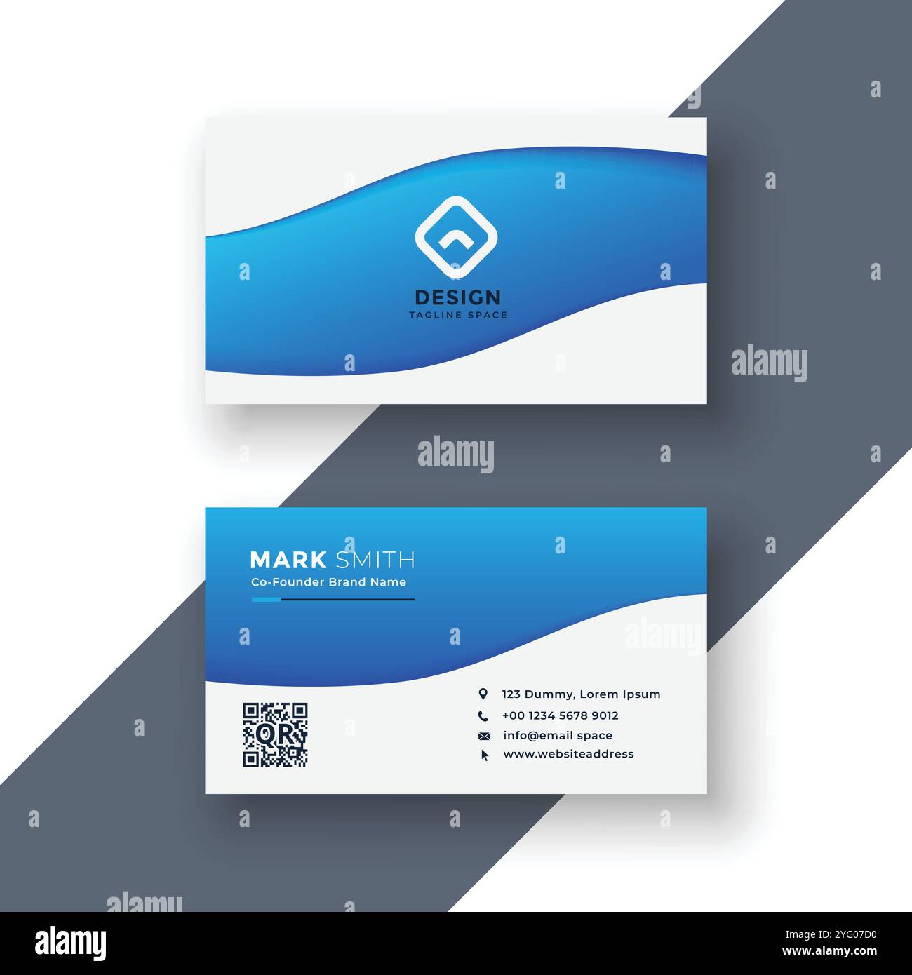 elegant and simple blue business card design Stock Vector Image & Art ...