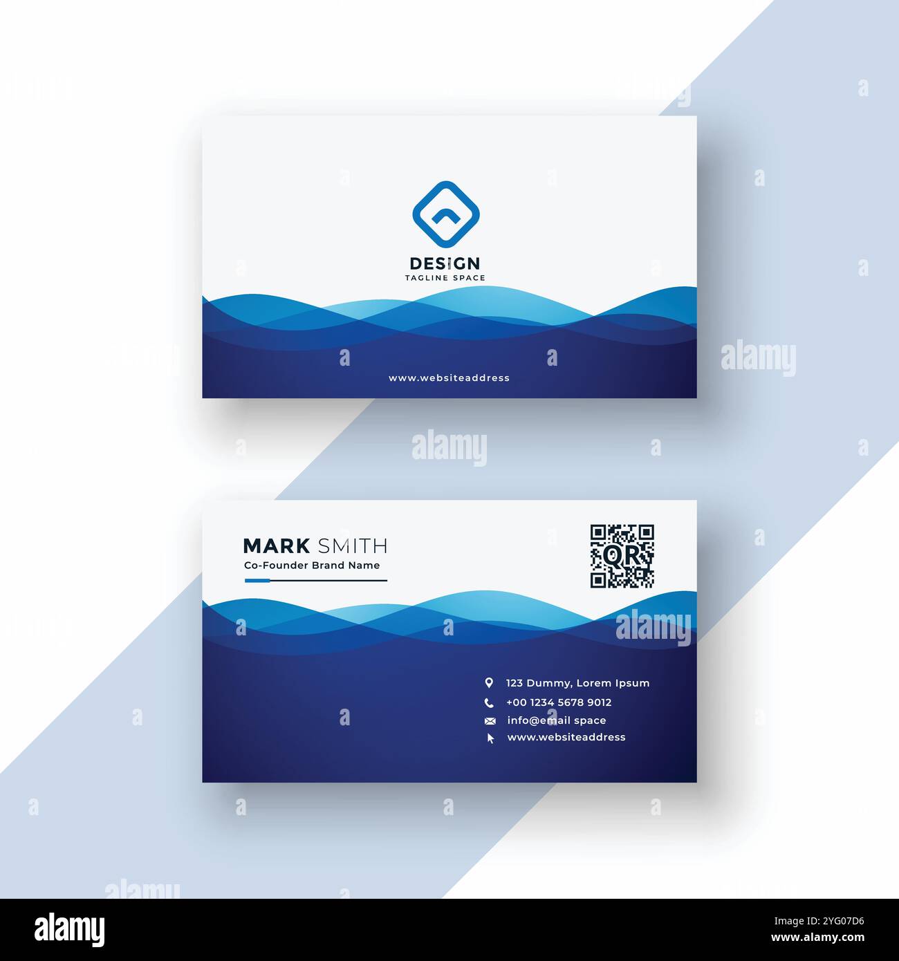 business card template in blue wavy style Stock Vector Image & Art - Alamy