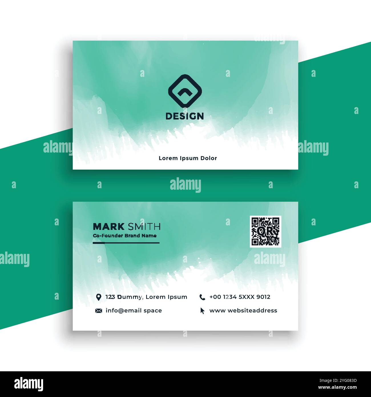 turquoise watercolor business card design Stock Vector Image & Art - Alamy