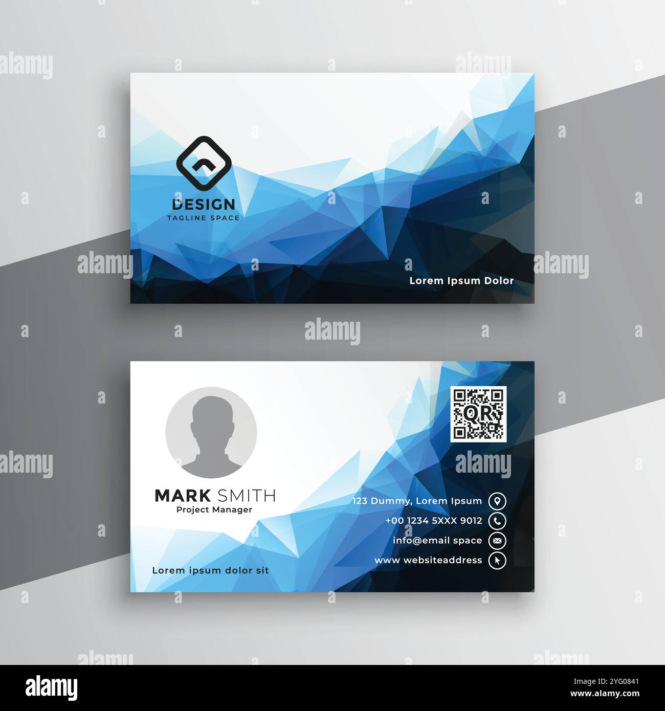 abstract blue geometric business card design Stock Vector Image & Art ...