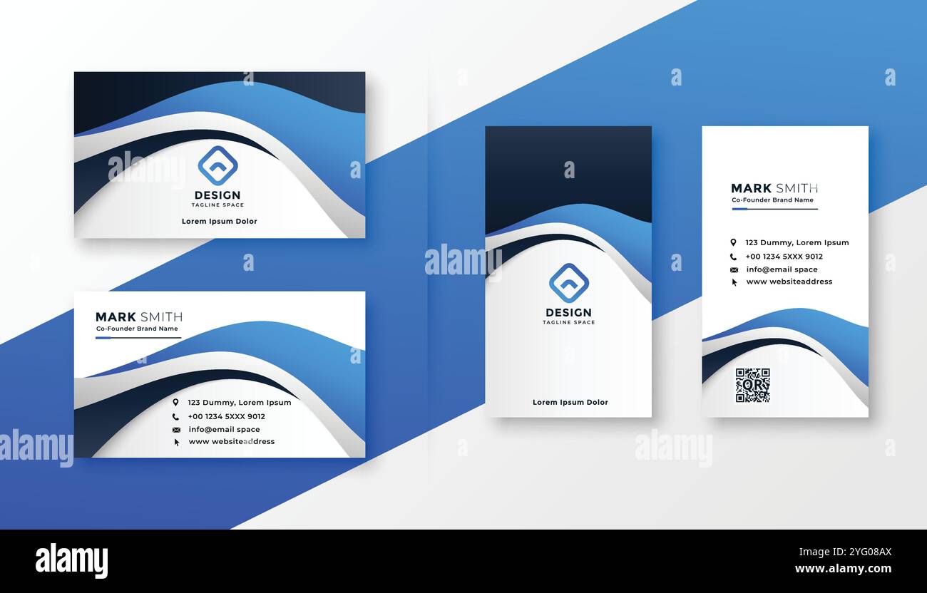 modern blue wave style business card design Stock Vector Image & Art ...