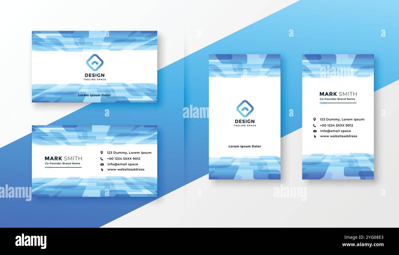 abstract blue business card template set Stock Vector Image & Art - Alamy