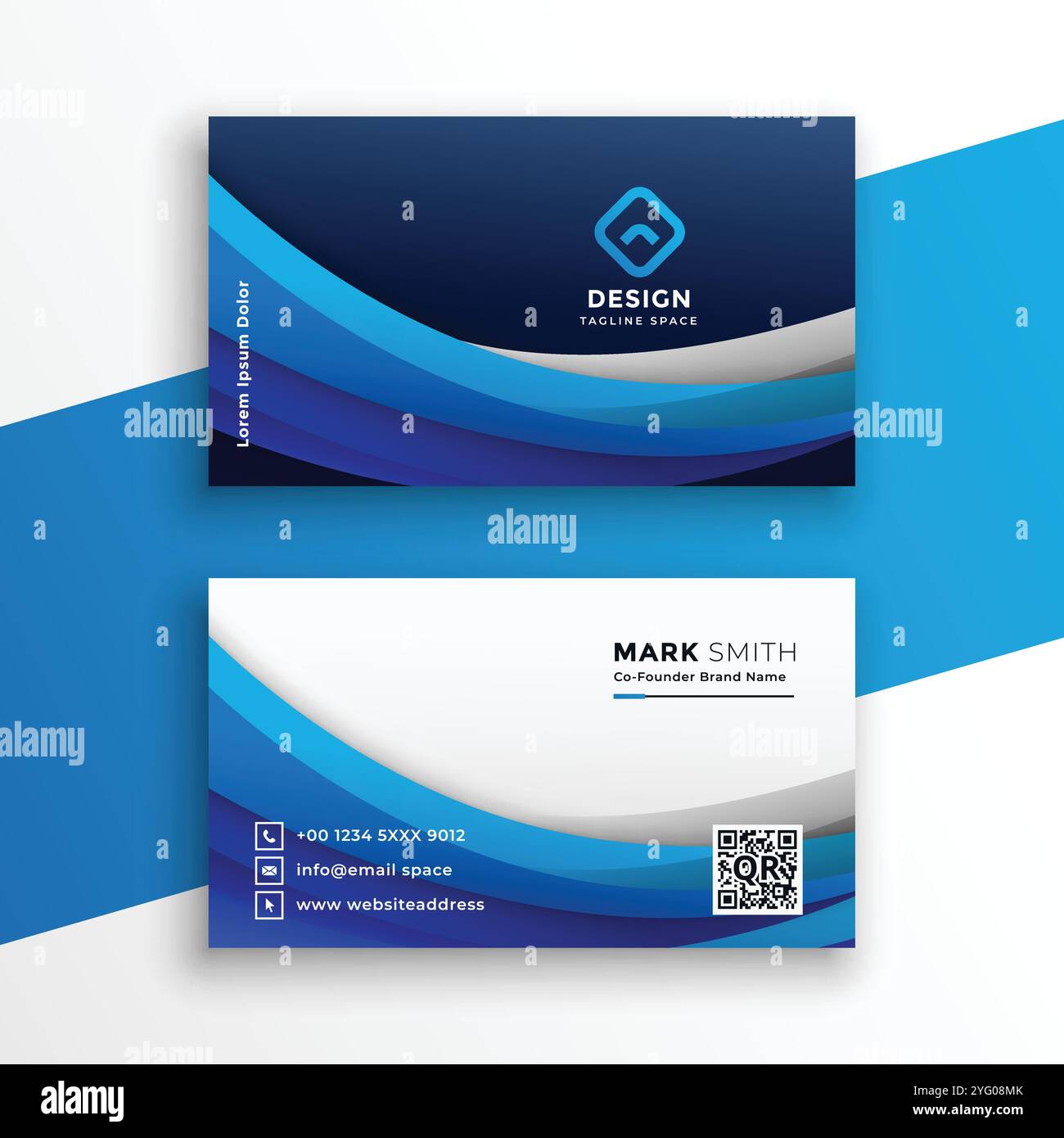 stylish blue wavy business card modern template Stock Vector Image ...