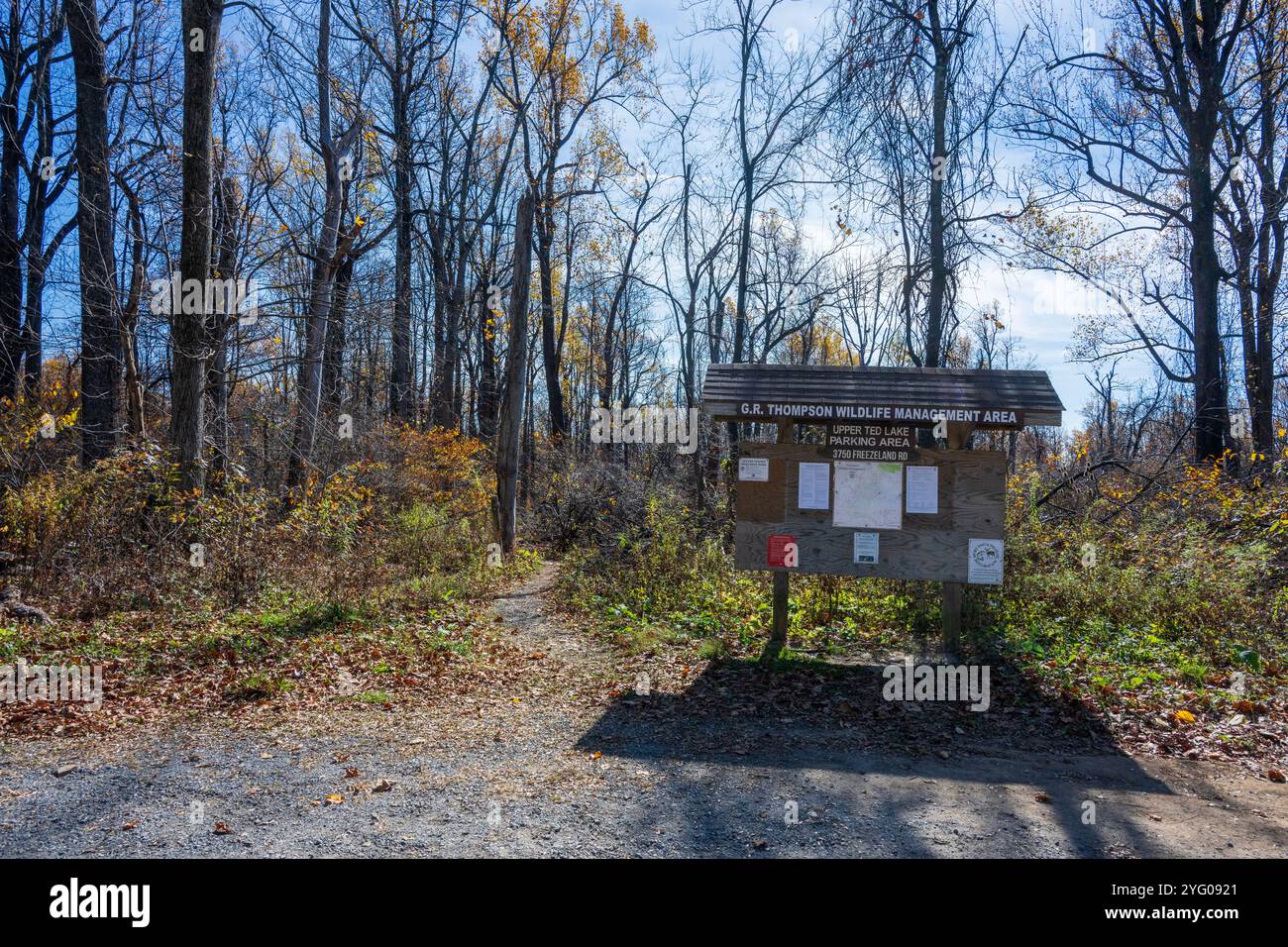 Kiosk at the Thompson Wildlife Management Area parking lot Stock Photo ...