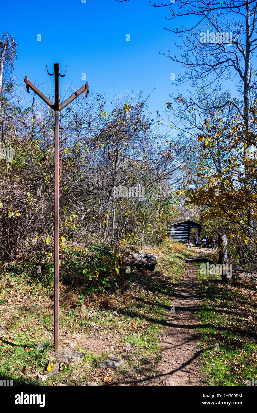 Food storage bear hang pole on the Appalachian National Scenic Trail ...