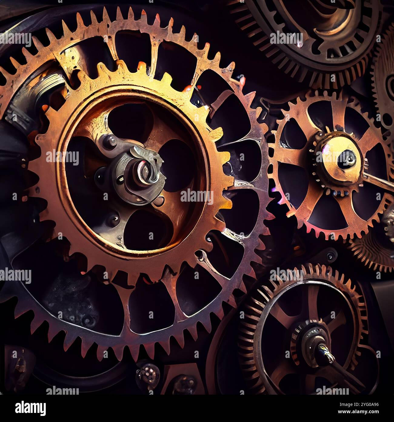 Steampunk Cogs and Large Gears with many teeth Stock Photo - Alamy