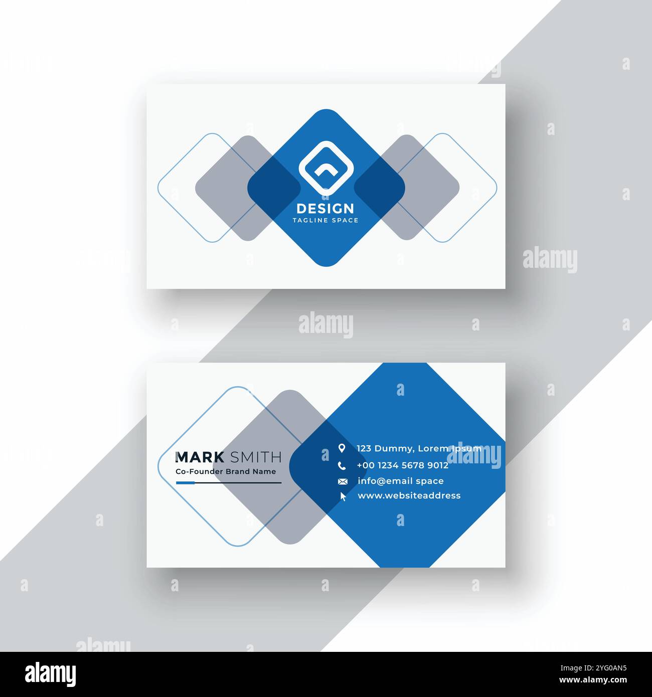 minimal blue geometric business card design Stock Vector Image & Art ...
