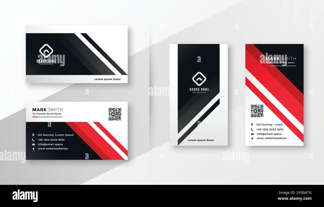 geometric business card design in red theme Stock Vector Image & Art ...