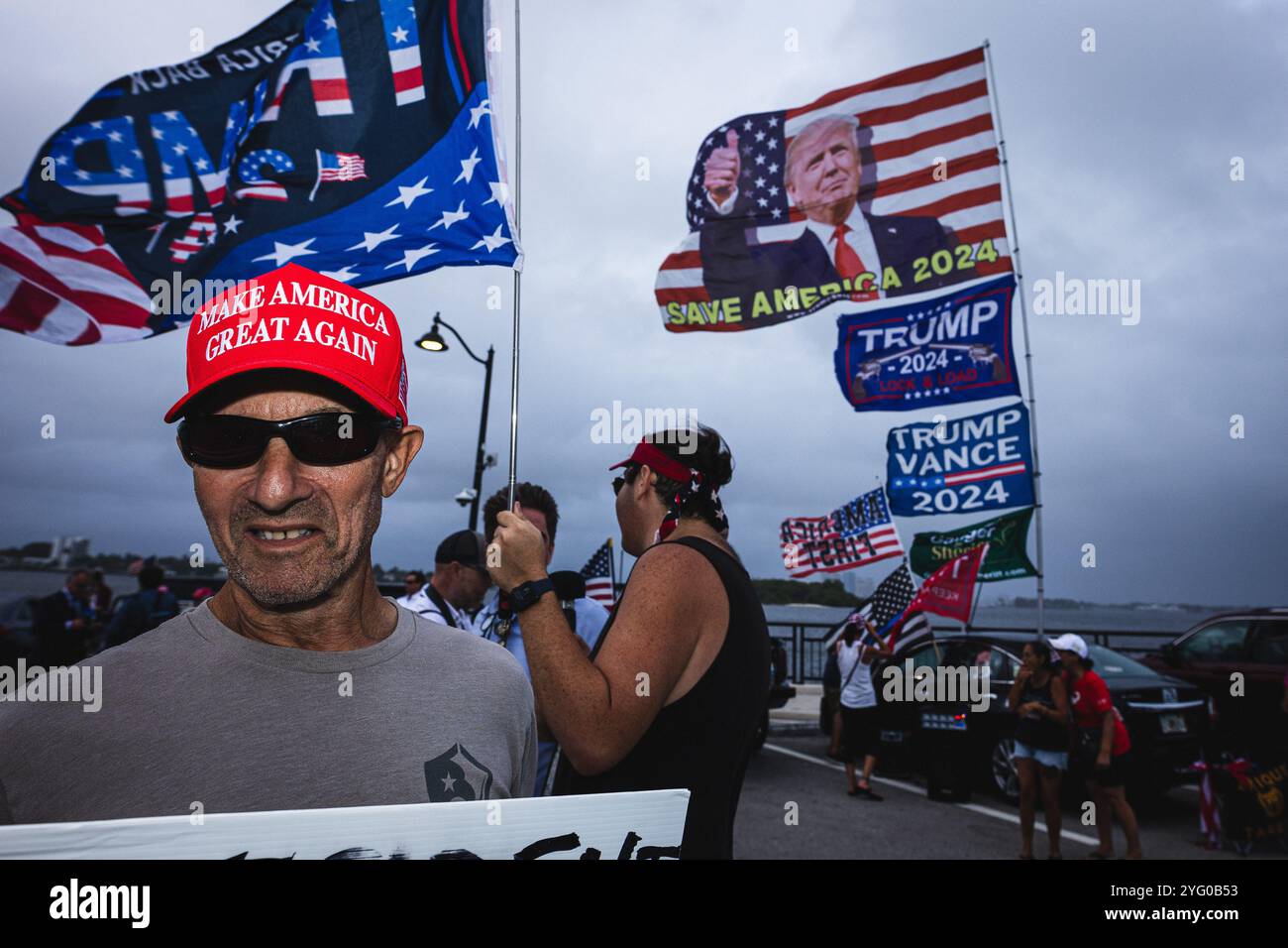 West Palm Beach, Florida, USA. 5th Nov, 2024. Trump supporters rally ...