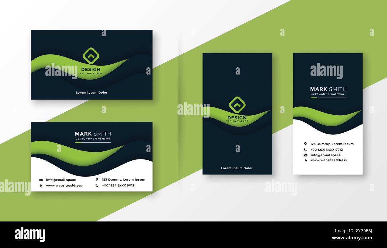 abstract green professional business card design Stock Vector Image ...