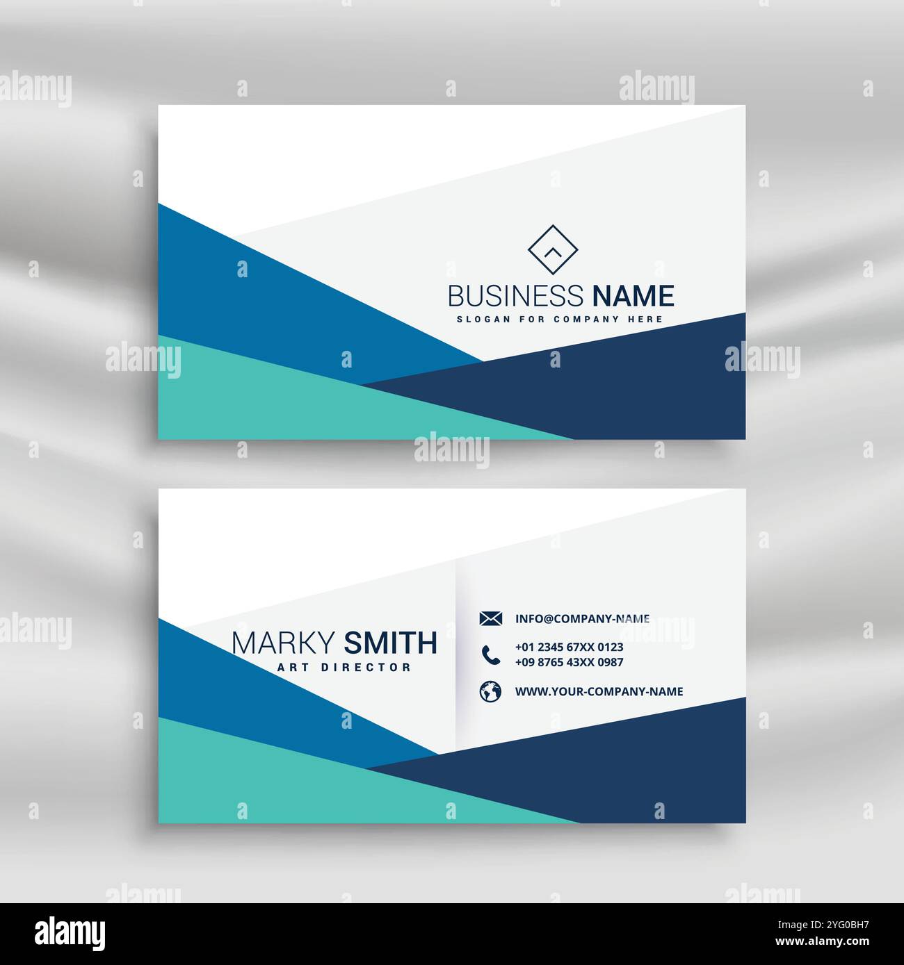 simple geometric blue business card design template Stock Vector Image ...