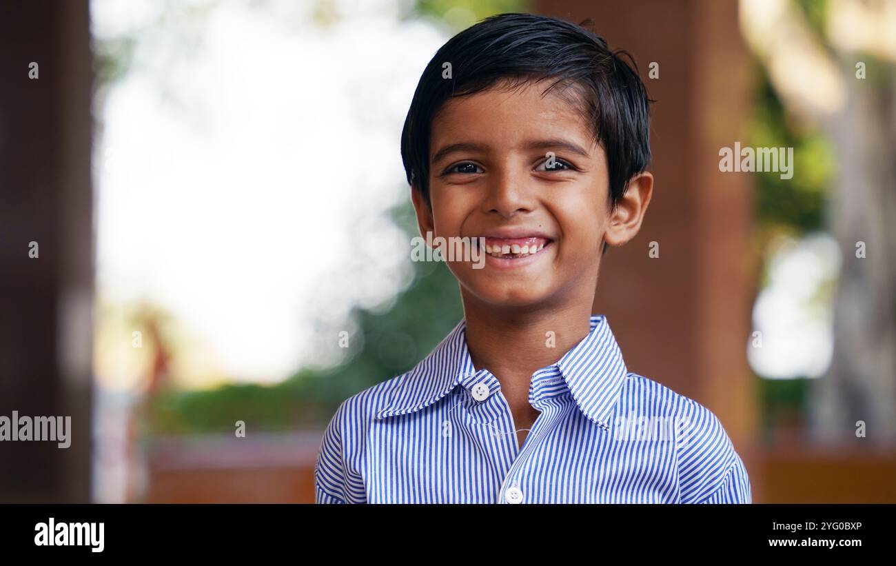 Portrait of Happy Indian school kids wearing school uniform. Skill ...