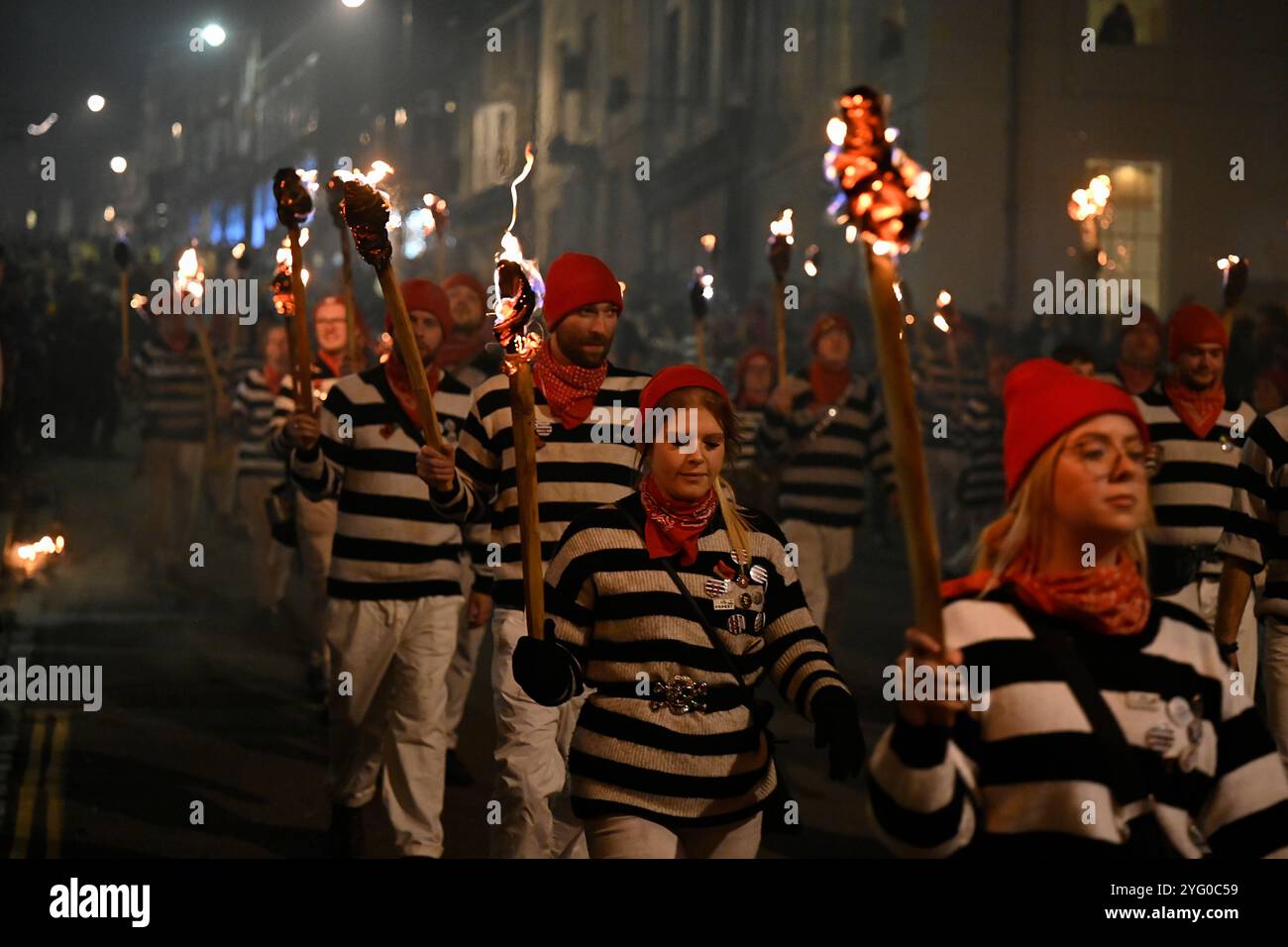 Lewes, UK. 5th November 2024. Thousands fill the streets of Lewes in ...