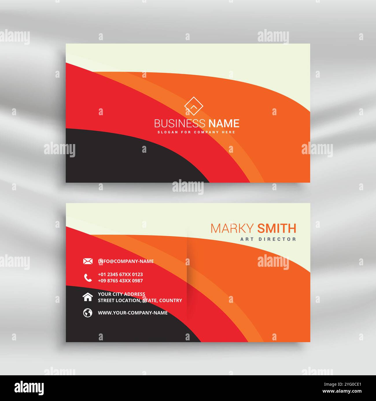 abstract orange color business card design template Stock Vector Image ...