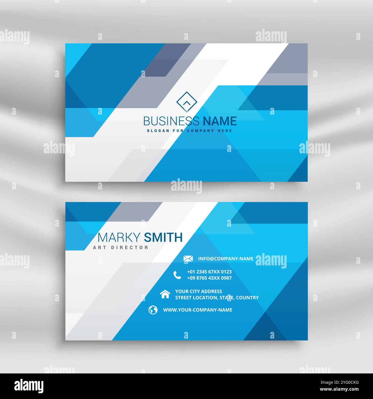 abstract blue geometric business card template design Stock Vector ...
