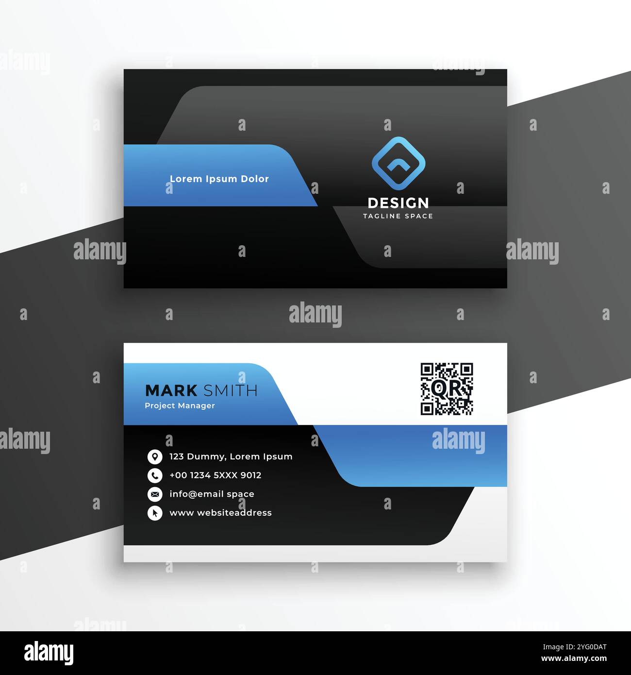 professional blue business card modern template design Stock Vector ...