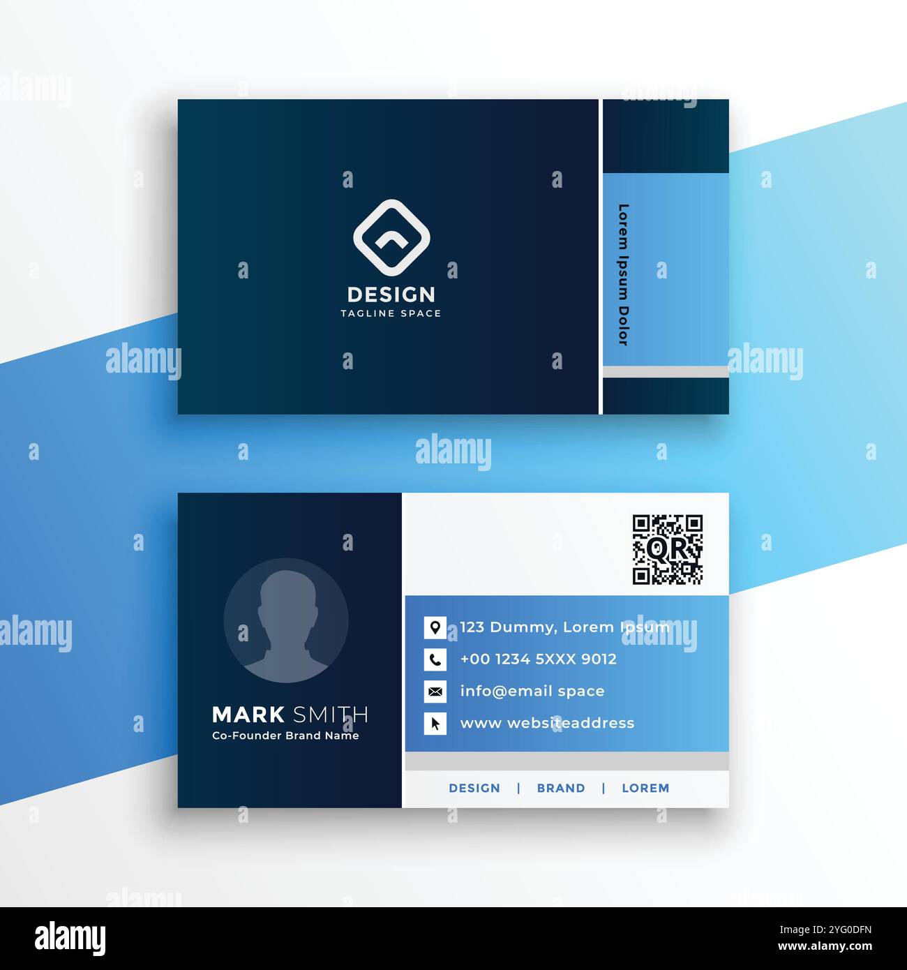 professional blue geometric business card design template Stock Vector ...