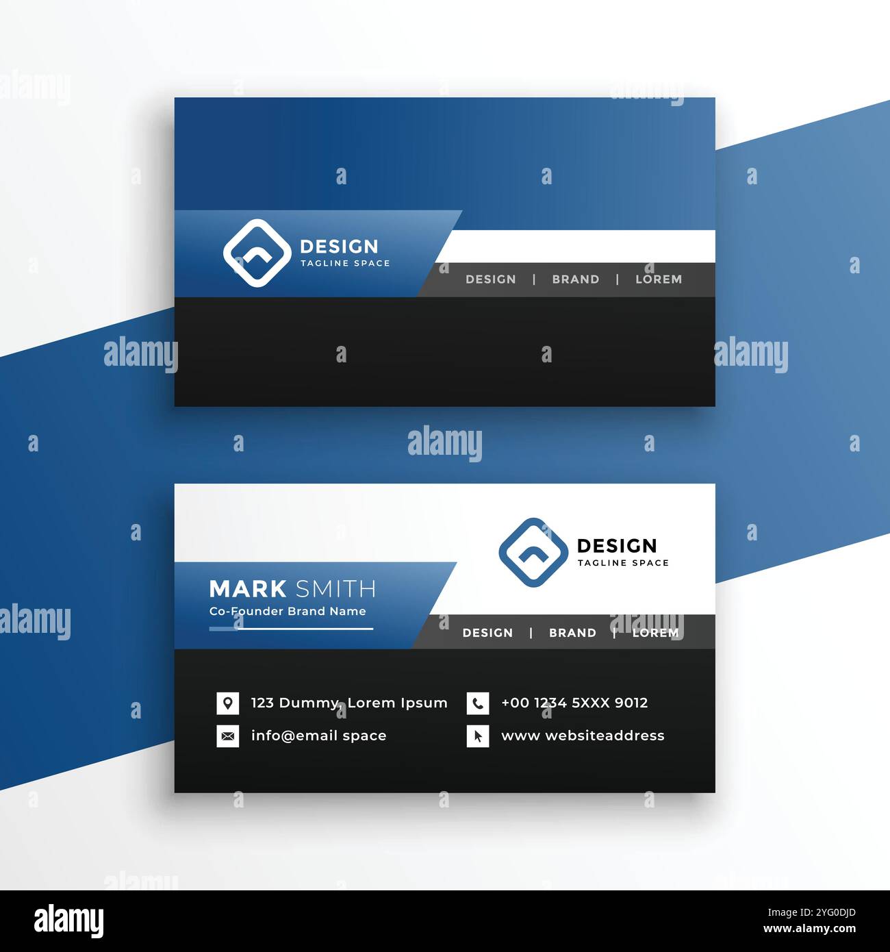 professional blue geometric business card design template Stock Vector ...
