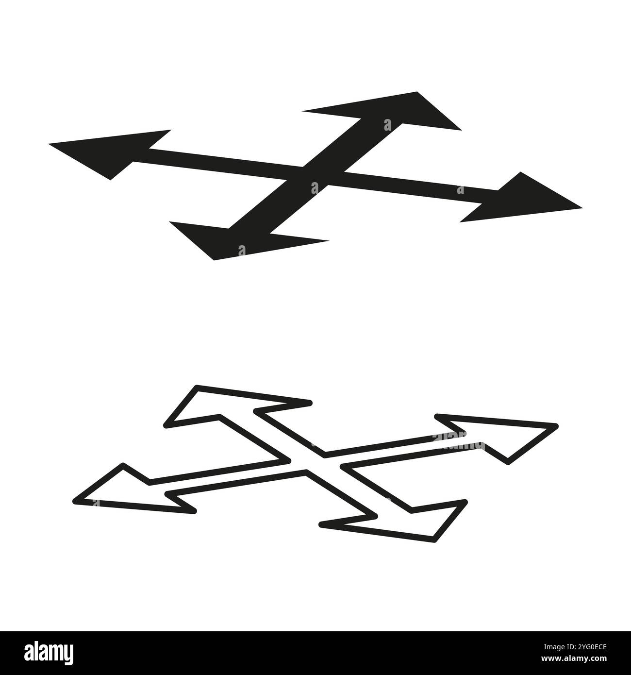 Directional Arrow Icons Crossing Arrows Symbols Multiple Path Vectors Navigation Design Stock