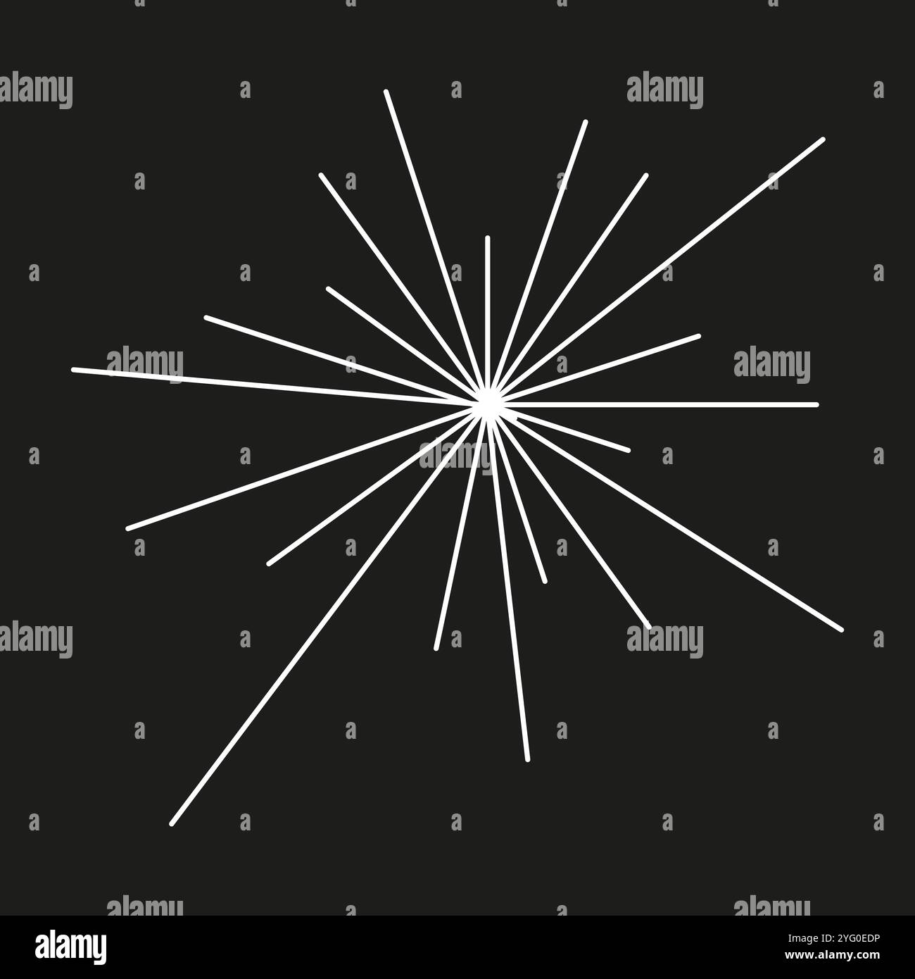 Starburst graphic. Radial lines vector. Abstract explosion shape. White lines on black Stock ...