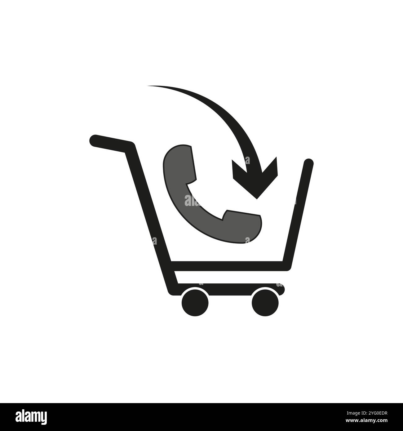 Phone and cart icon. Shopping symbol vector. Black graphic icon ...