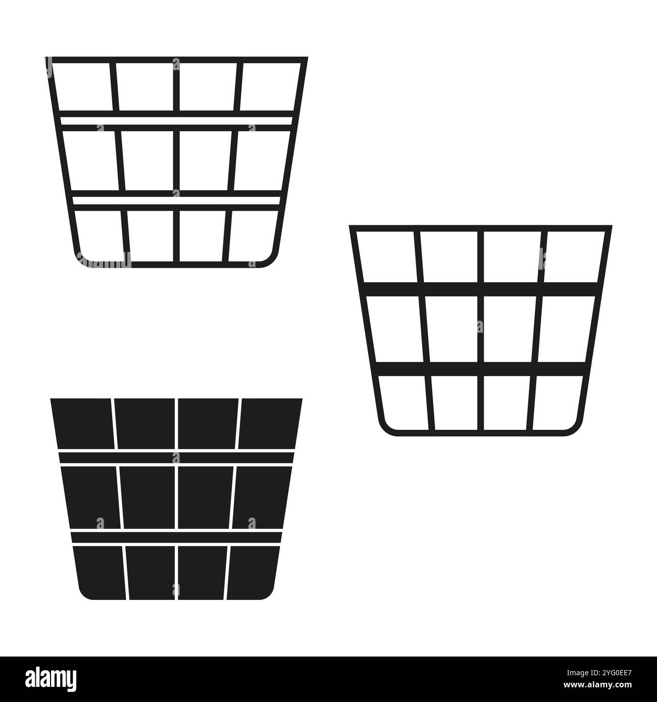 Basket icon. Simple vector outline. Storage container symbol. Black and ...