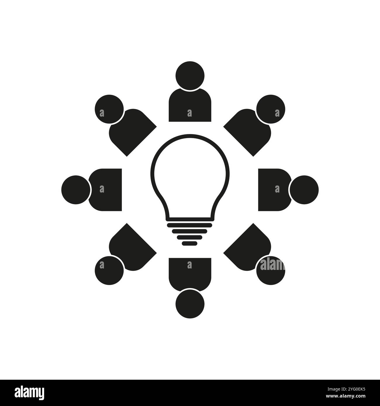 Team meeting icon. Brainstorming group symbol. Light bulb idea ...
