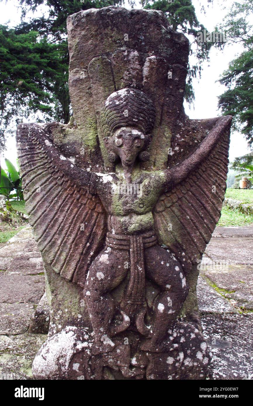 Bas-relief sculptures on wall at encased foot of Sukuh Temple, ancient ...