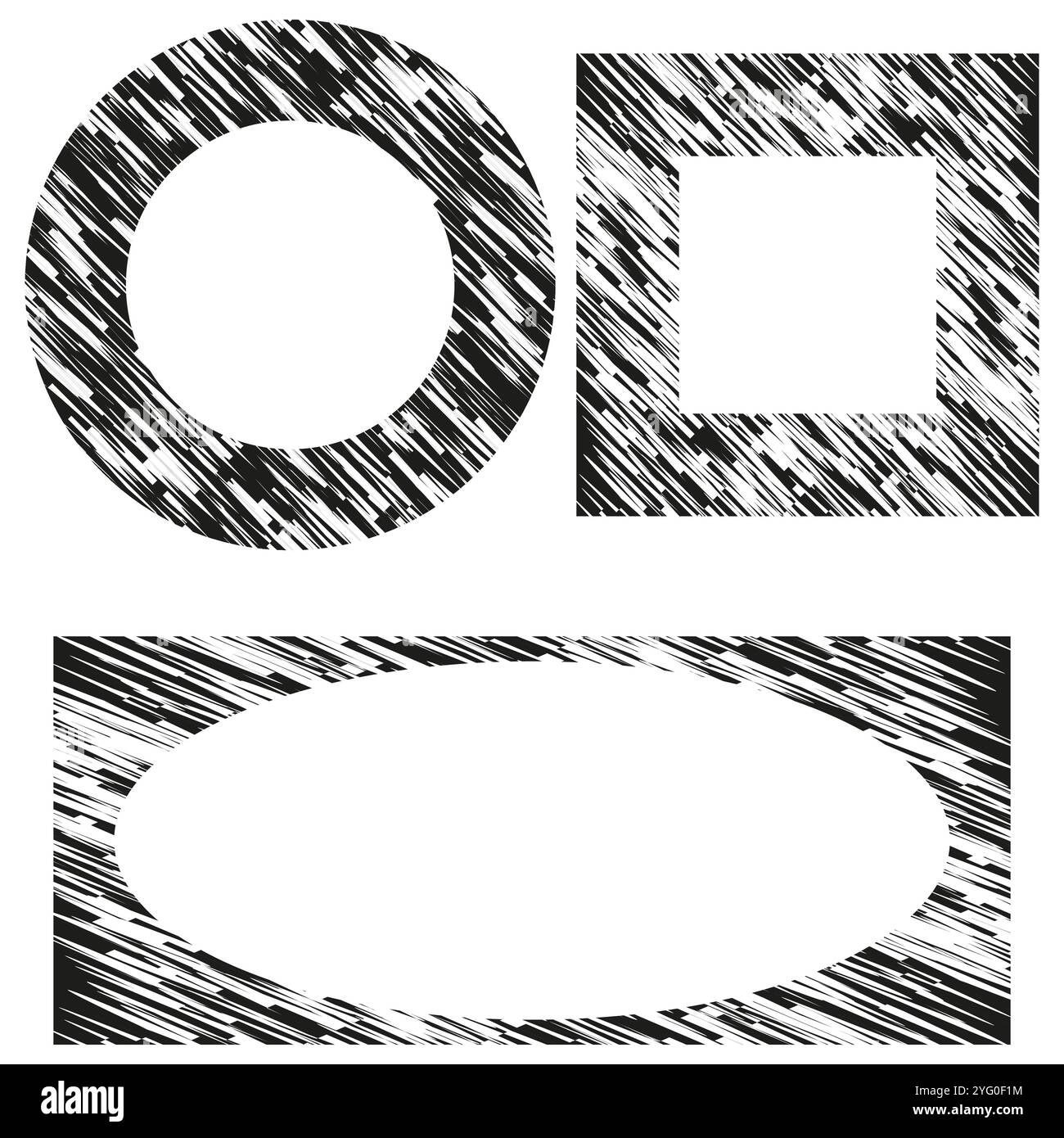 Rounded shapes hatch. Abstract black pattern. Vector graphic outline ...