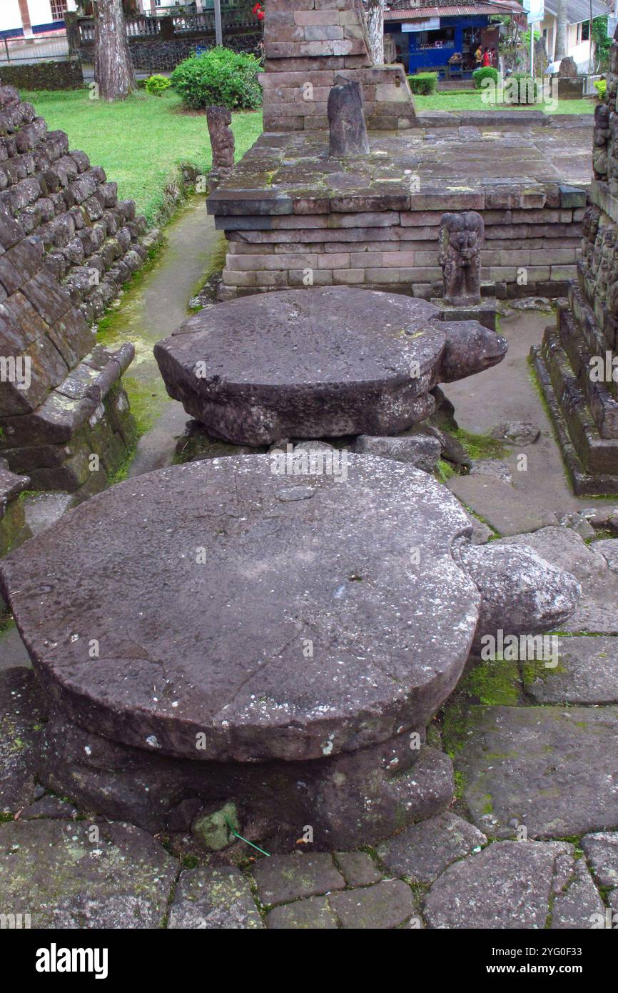 Bas-relief sculptures on wall at encased foot of Sukuh Temple, ancient ...