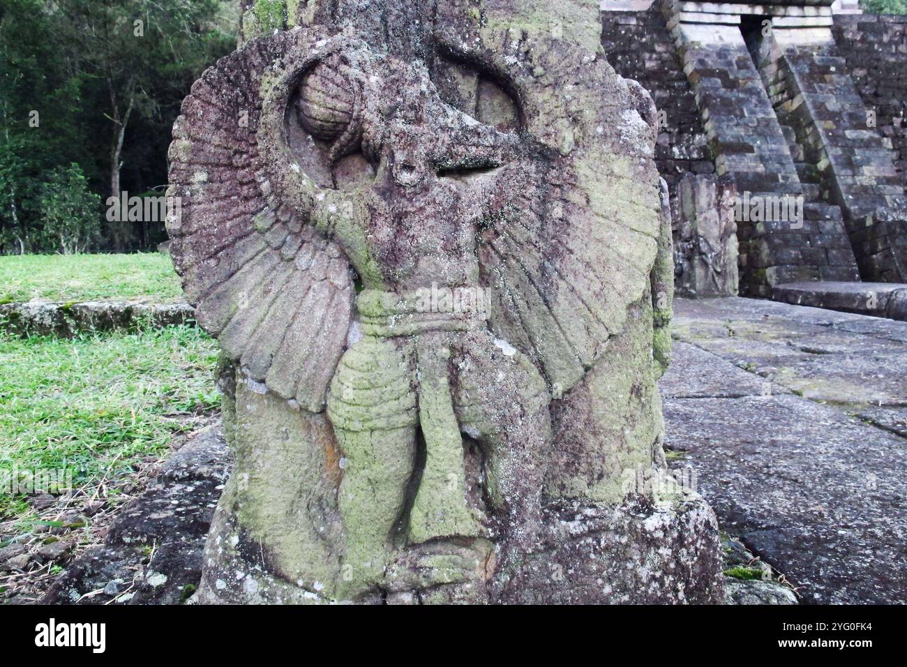 Bas-relief sculptures on wall at encased foot of Sukuh Temple, ancient ...