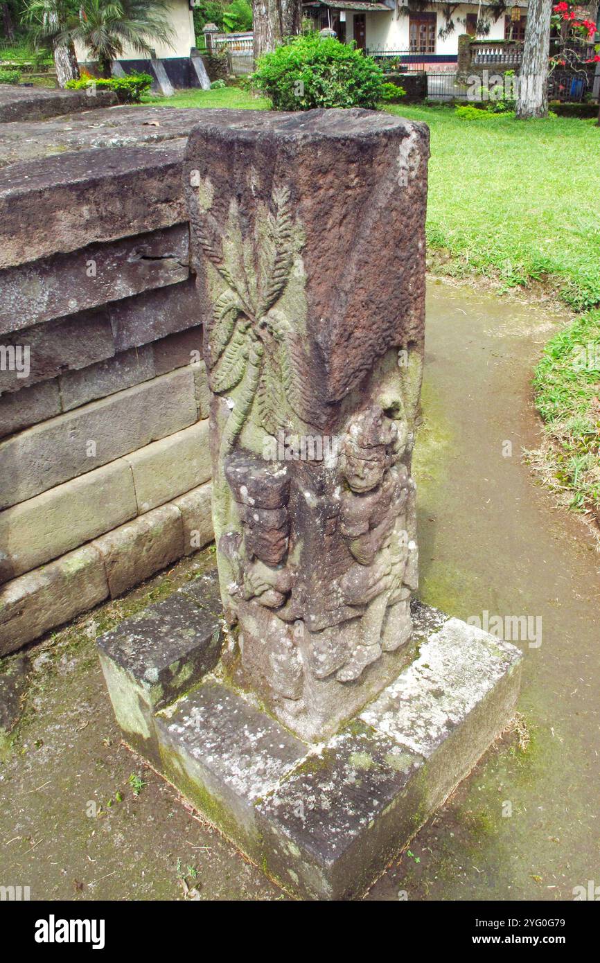Bas-relief sculptures on wall at encased foot of Sukuh Temple, ancient ...