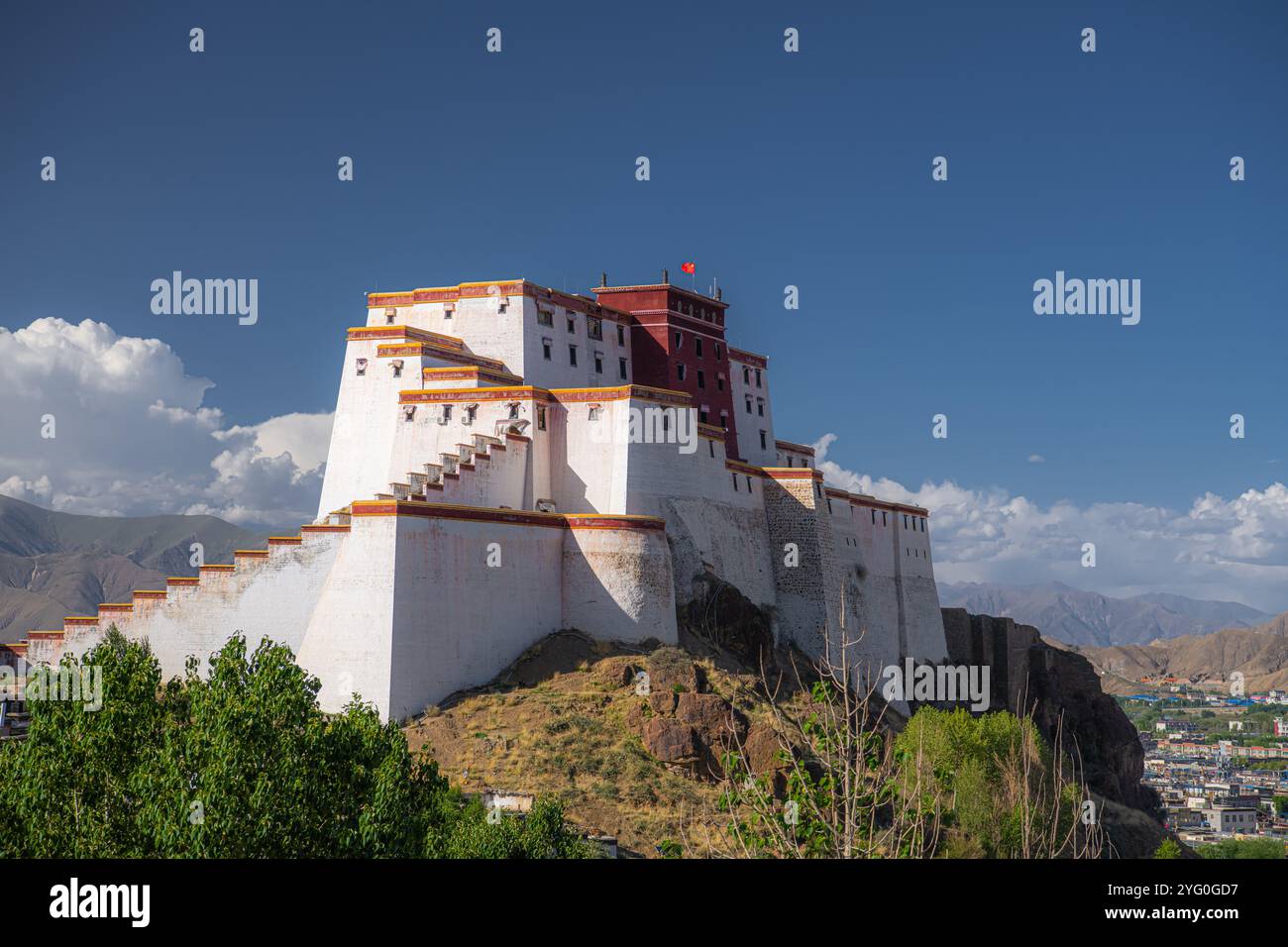 Palace of Panchen Lamas in Shigatse, Tibet, China. Copy space for text ...