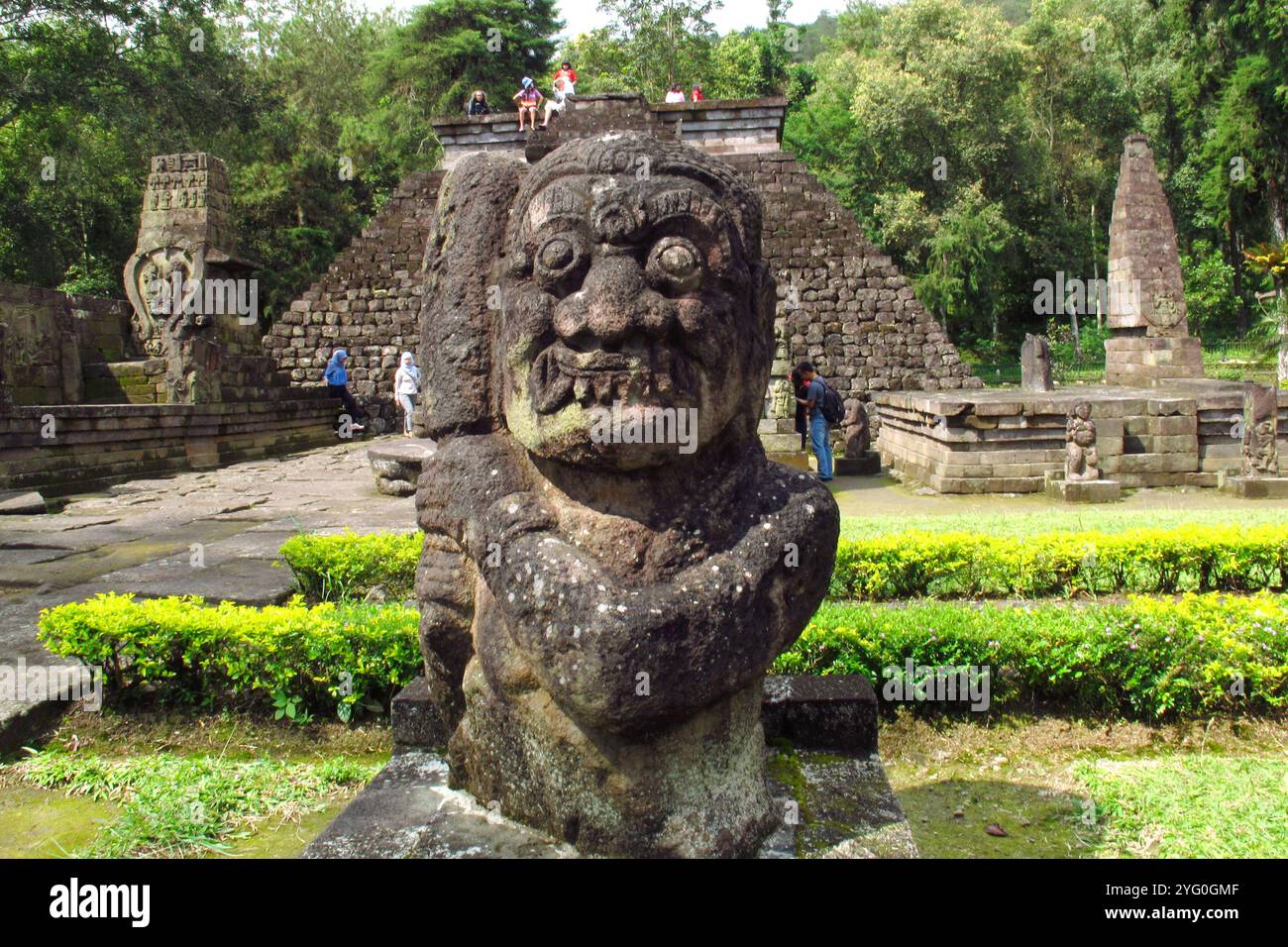 Bas-relief sculptures on wall at encased foot of Sukuh Temple, ancient ...