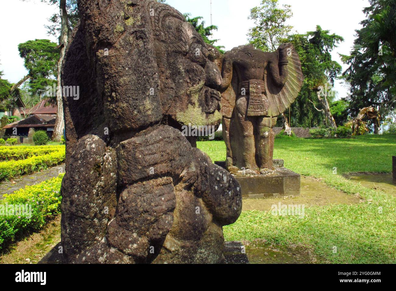 Bas-relief sculptures on wall at encased foot of Sukuh Temple, ancient ...