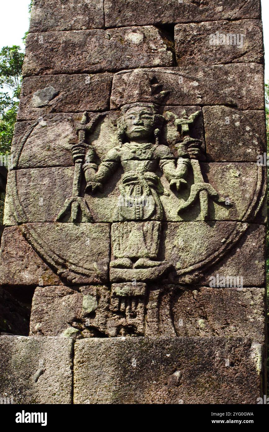 Bas-relief sculptures on wall at encased foot of Sukuh Temple, ancient ...