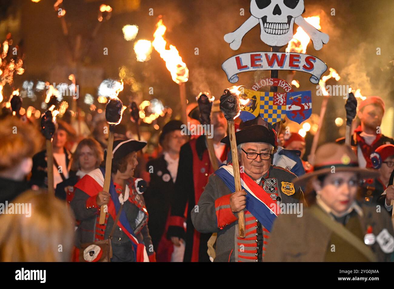 Lewes, UK. 5th November 2024. Thousands fill the streets of Lewes in ...