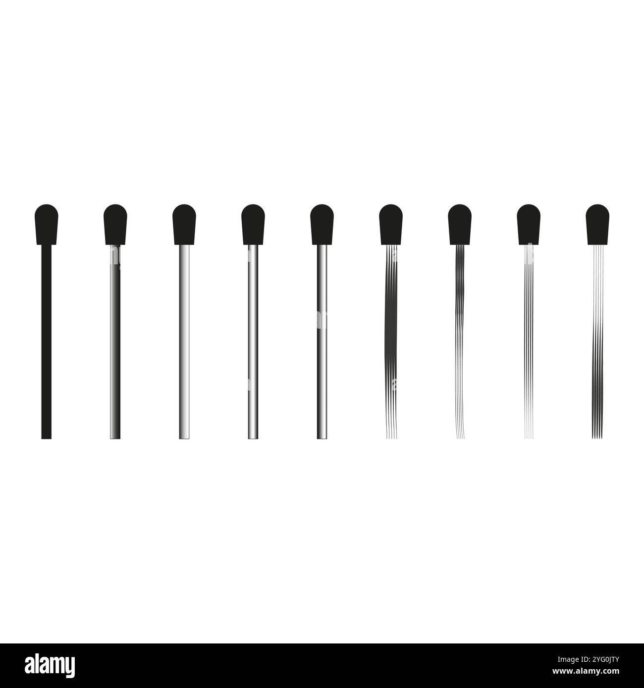 Brush strokes set. Different stroke thickness. Varied line textures ...