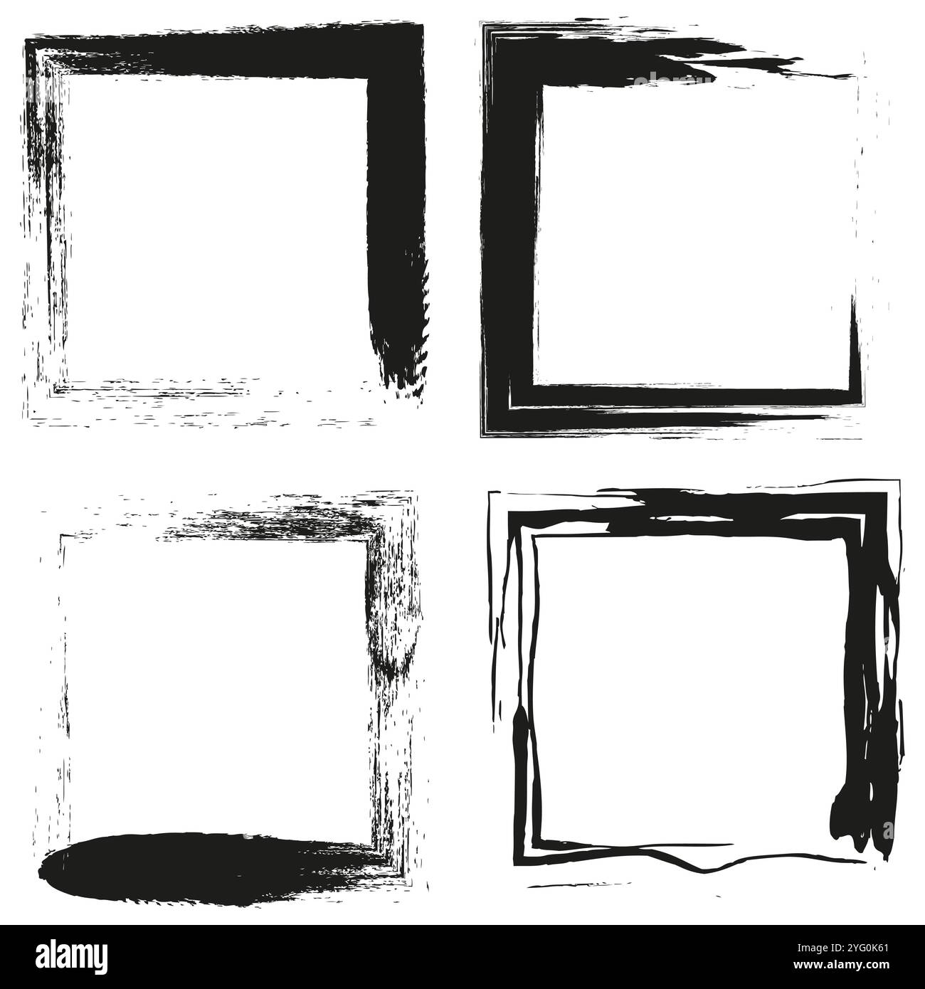 Brush stroke frames. Artistic vector borders. Black ink outline. Rough ...