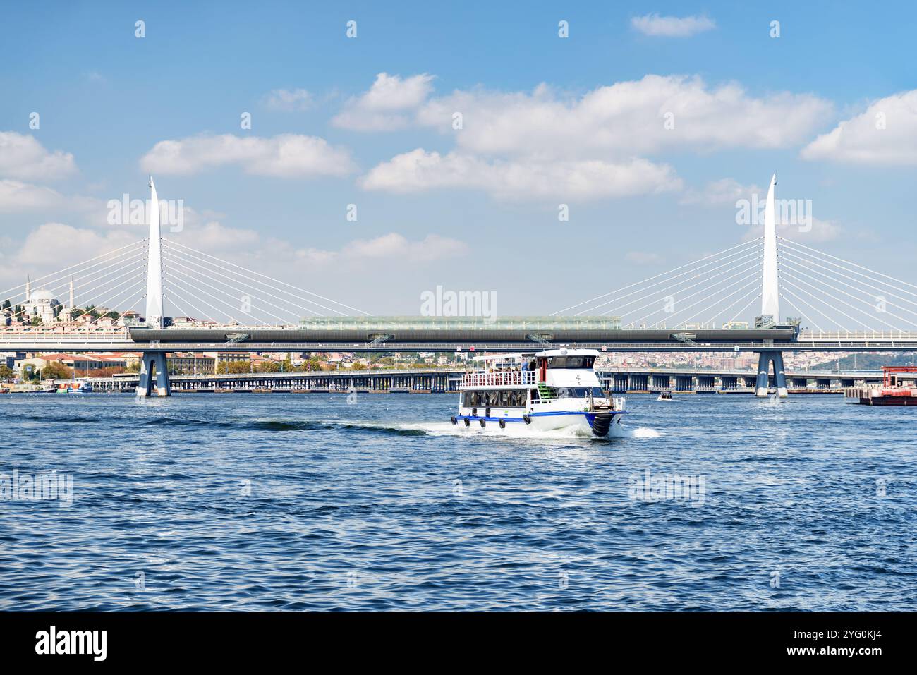 Awesome view of the Golden Horn Metro Bridge, Istanbul, Turkey Stock ...