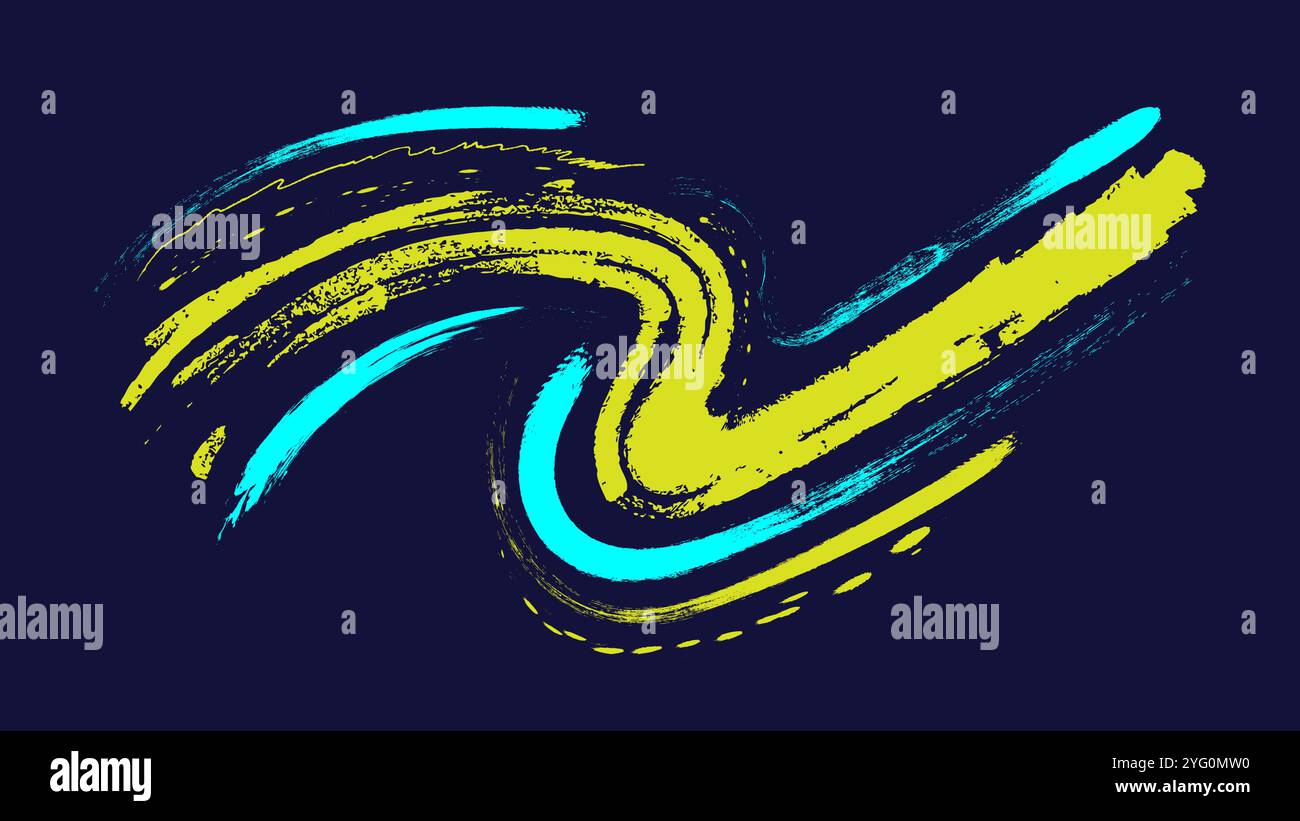 Abstract Sport Background with Cyan and Yellow Brush Texture. Grunge ...