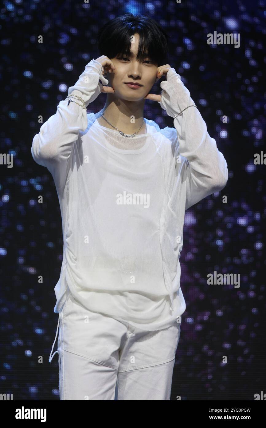 S. Korean boy group Epex Jeff, a member of South Korean boy group Epex, poses for a photo during ...